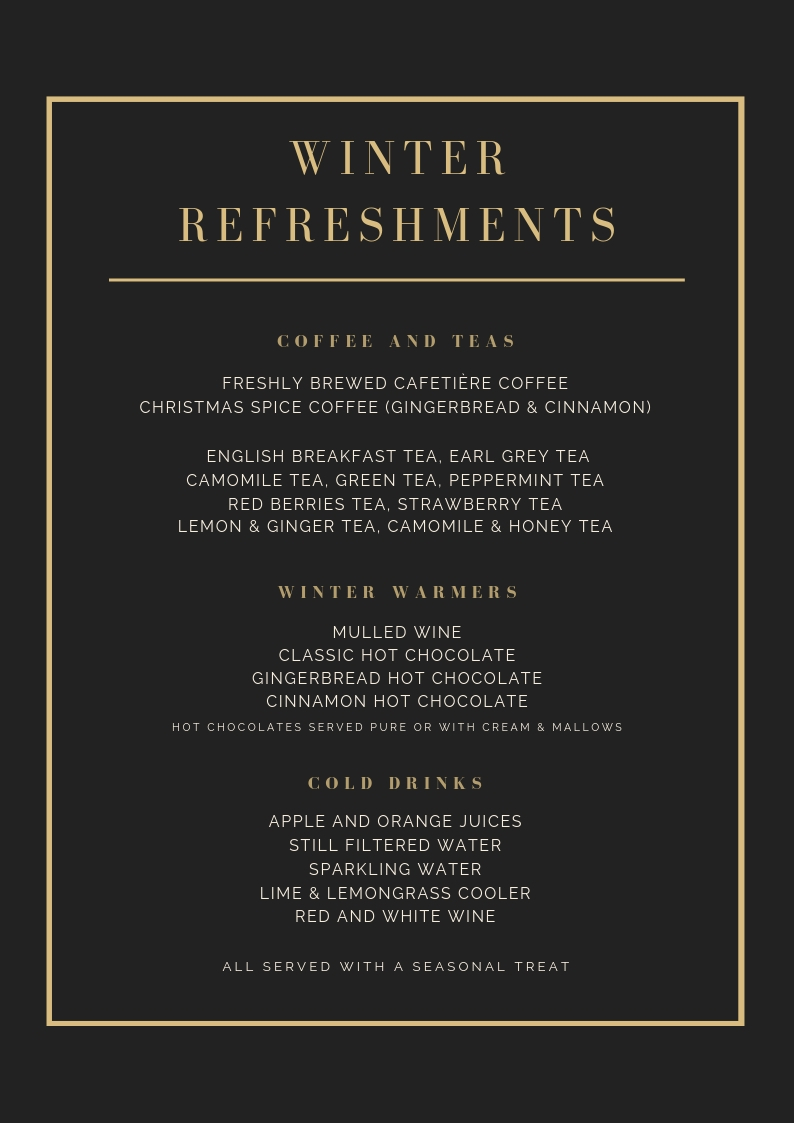 Winter refreshment menu - The Chair